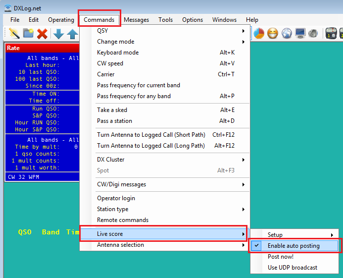 Configuring DXlog – Contest Online ScoreBoard